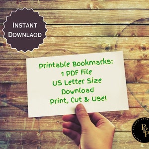Set of 5 Printable Bookmark for Book Lovers, Digital Downloadable ...