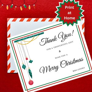 Printable Christmas Thank You Note Png From Teacher / Holiday Thank You ...