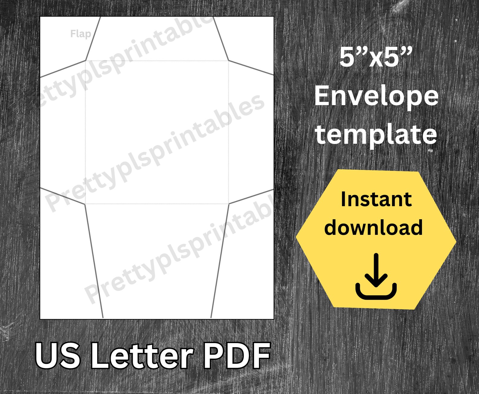 Envelope Template 5x5 Square Printable 5inx5in Square Envelope Template ...