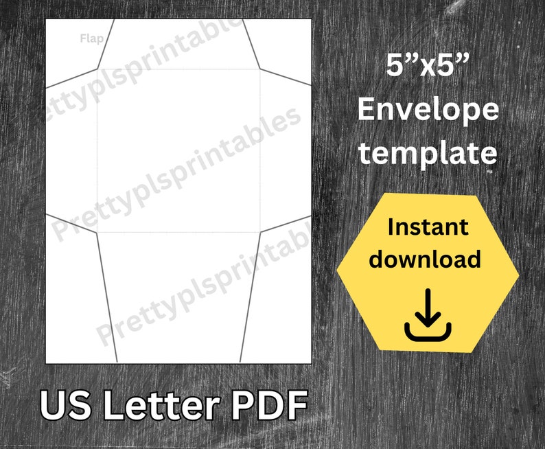 Envelope Template 5x5 Square Printable 5inx5in Square Envelope Template ...