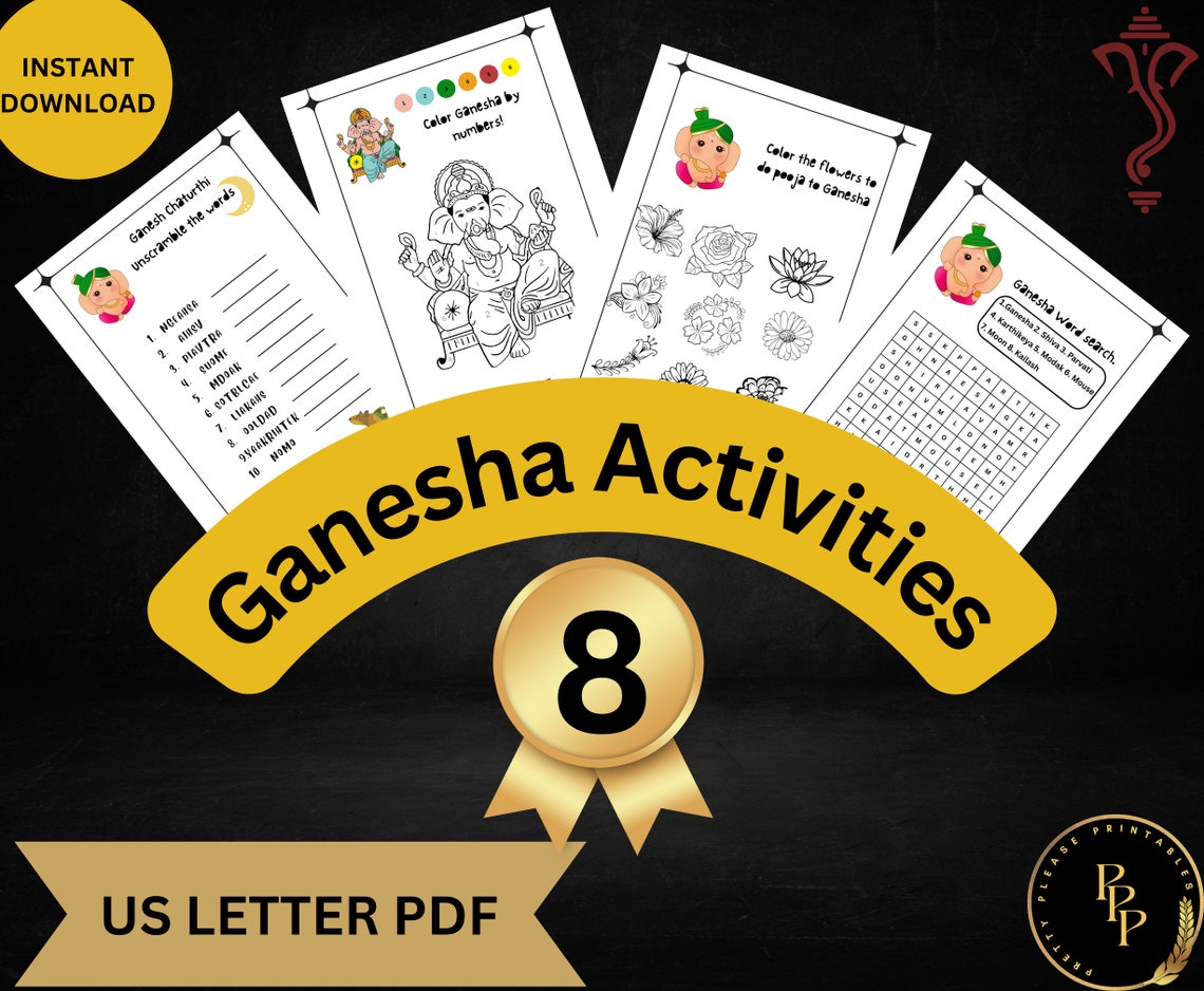 8 Printable Ganesha Activities Bundle for Kids, Coloring Page, Maze ...