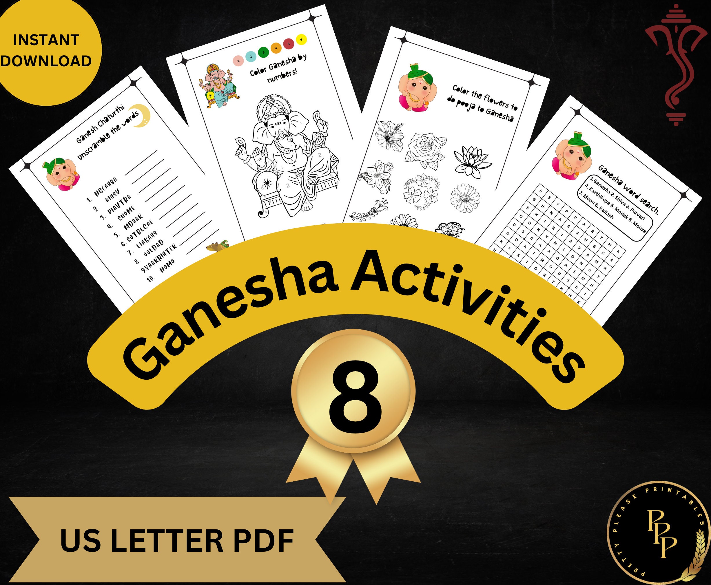 8 Printable Ganesha Activities Bundle for Kids, Coloring Page, Maze ...
