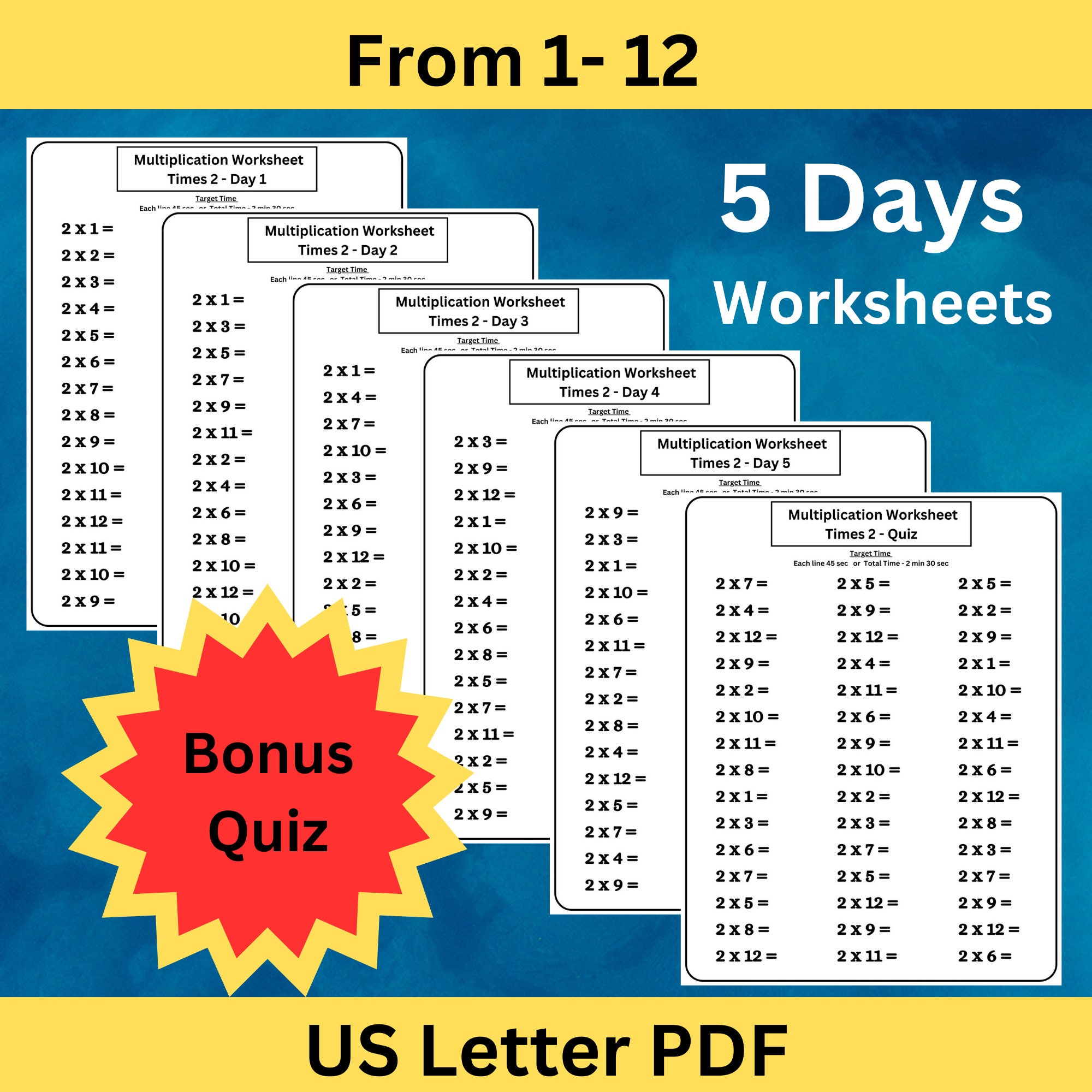 Multiplication Facts Practice Worksheets for Kids Printables - Etsy