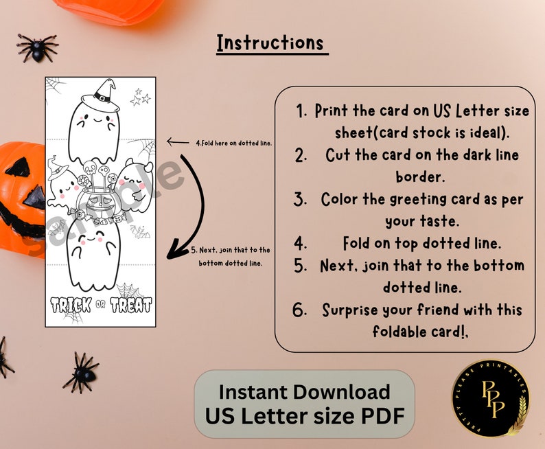 6 Printable Folding Surprise Halloween Greeting Cards for Kids 4in X ...