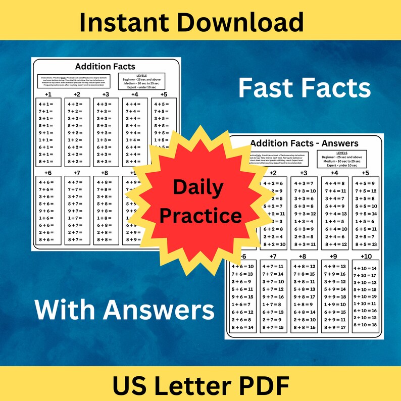 Addition Worksheets Printable Math Addition Facts Practice Worksheets ...