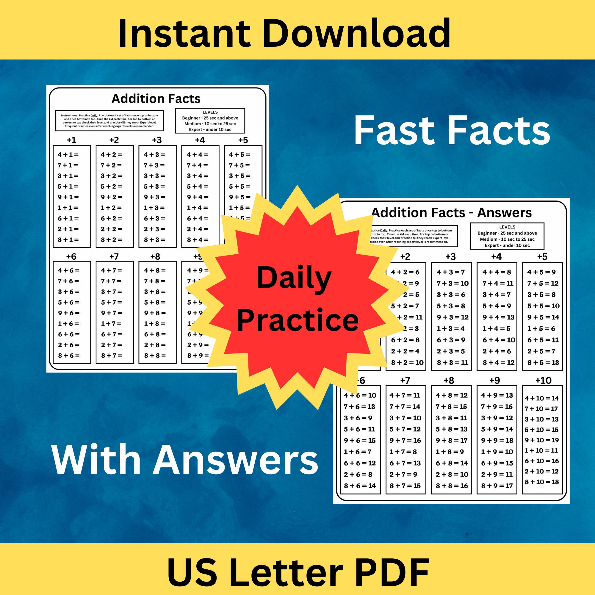 Addition Worksheets Printable Math Addition Facts Practice Worksheets ...