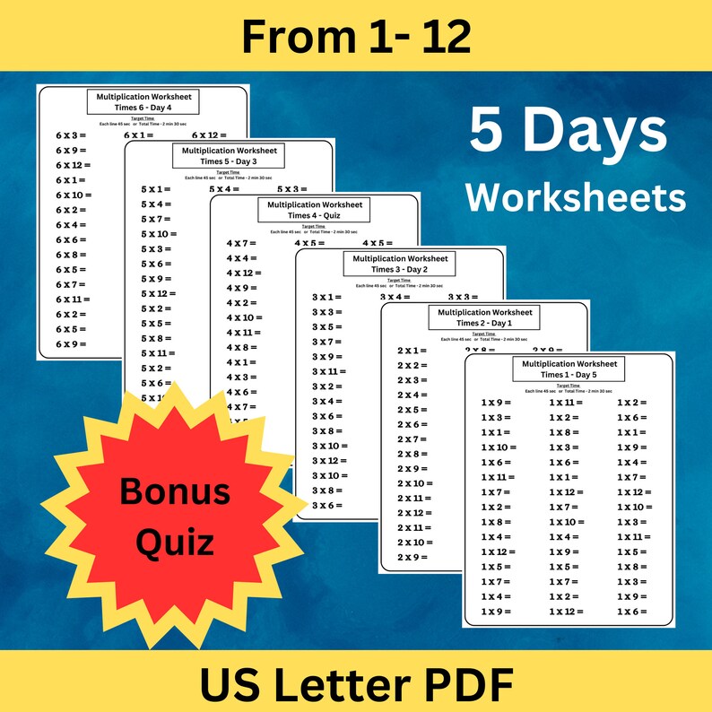 Multiplication Facts Practice Worksheets for Kids Printables - Etsy