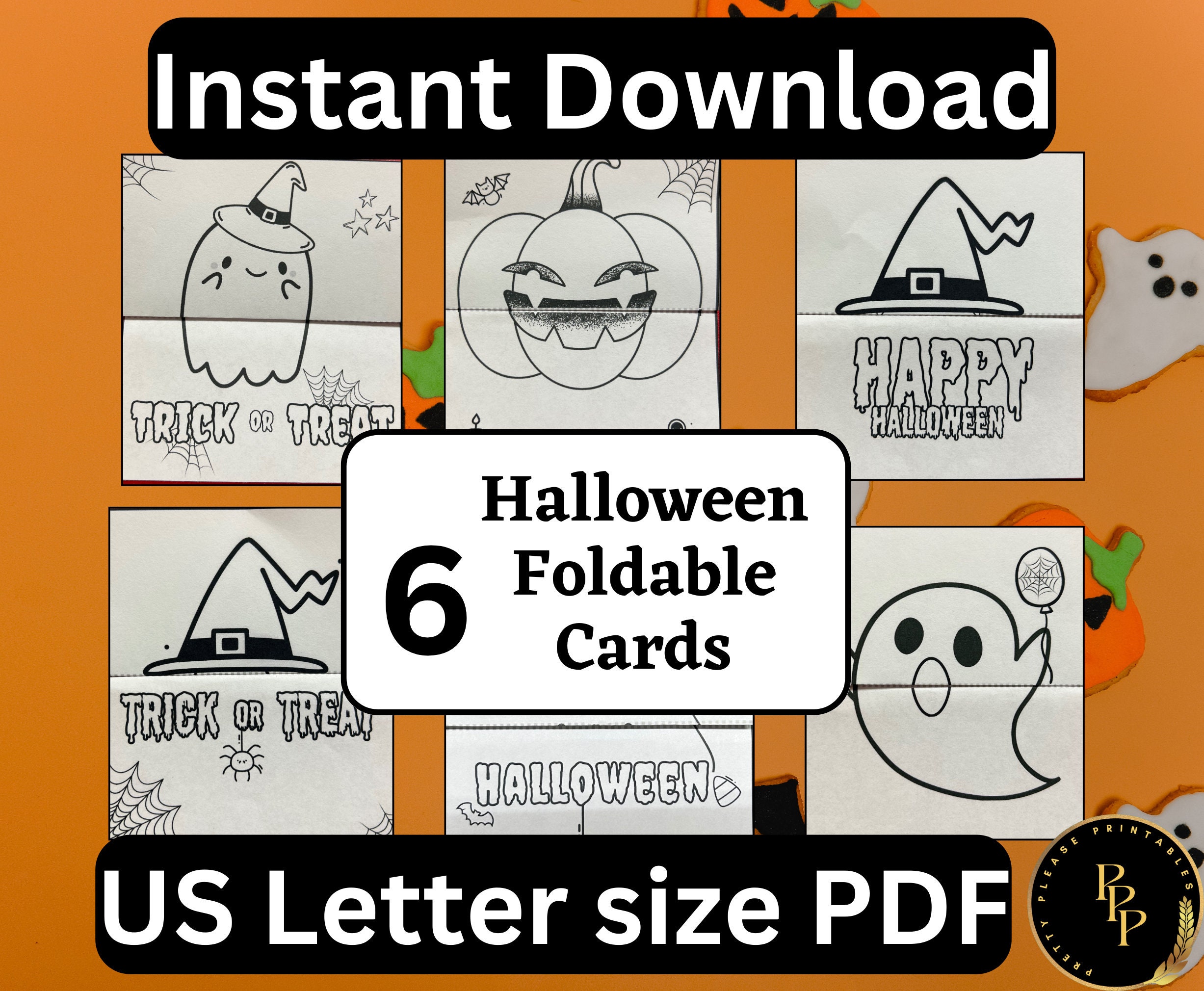 6 Printable Folding Surprise Halloween Greeting Cards for Kids 4in X ...
