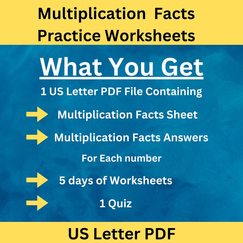 Multiplication Facts Practice Worksheets for Kids Printables - Etsy