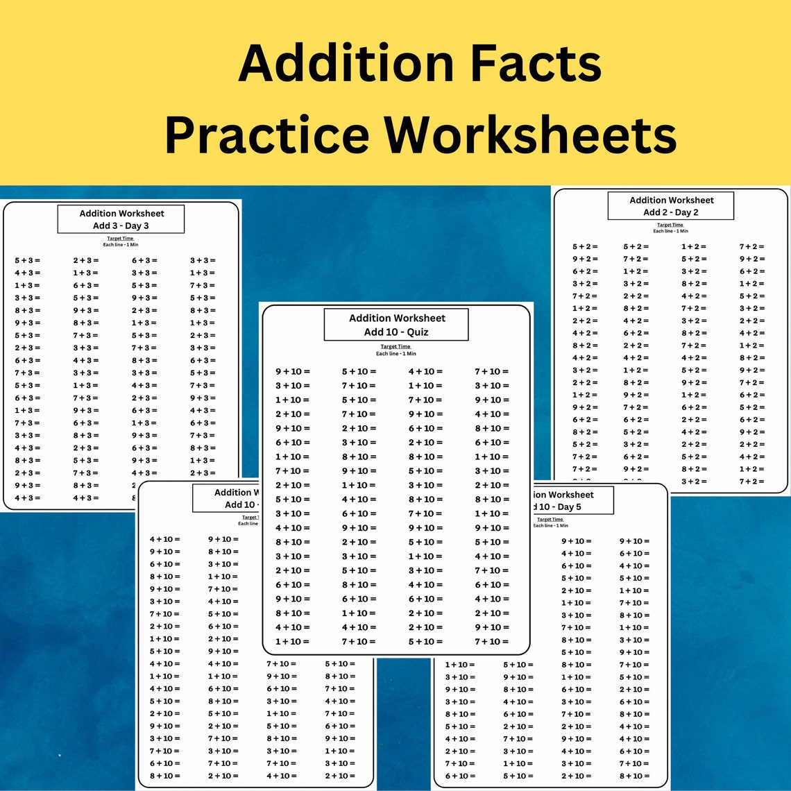 Addition Worksheets Printable Math Addition Facts Practice Worksheets ...