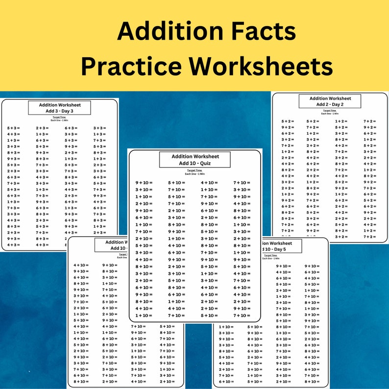 Addition Worksheets Printable Math Addition Facts Practice Worksheets ...