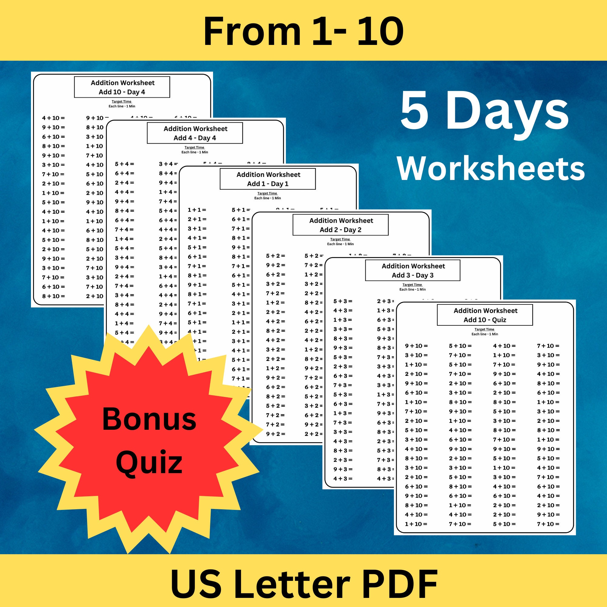 Addition Worksheets Printable Math Addition Facts Practice Worksheets ...