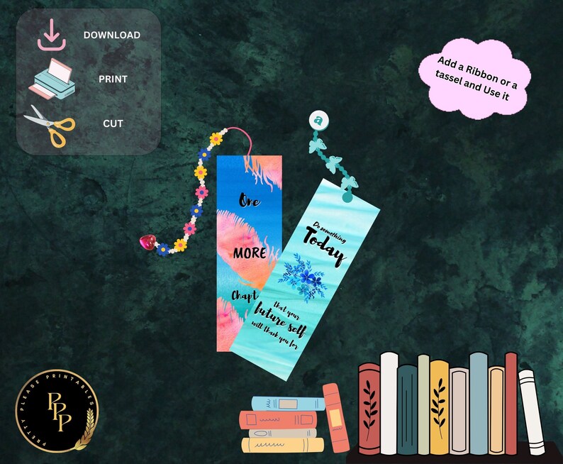 Set of 5 Printable Bookmark for Book Lovers, Digital Downloadable ...
