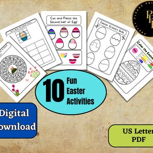 10 Printable Easter Activity Bundle, Kids Easter Activities, Coloring ...