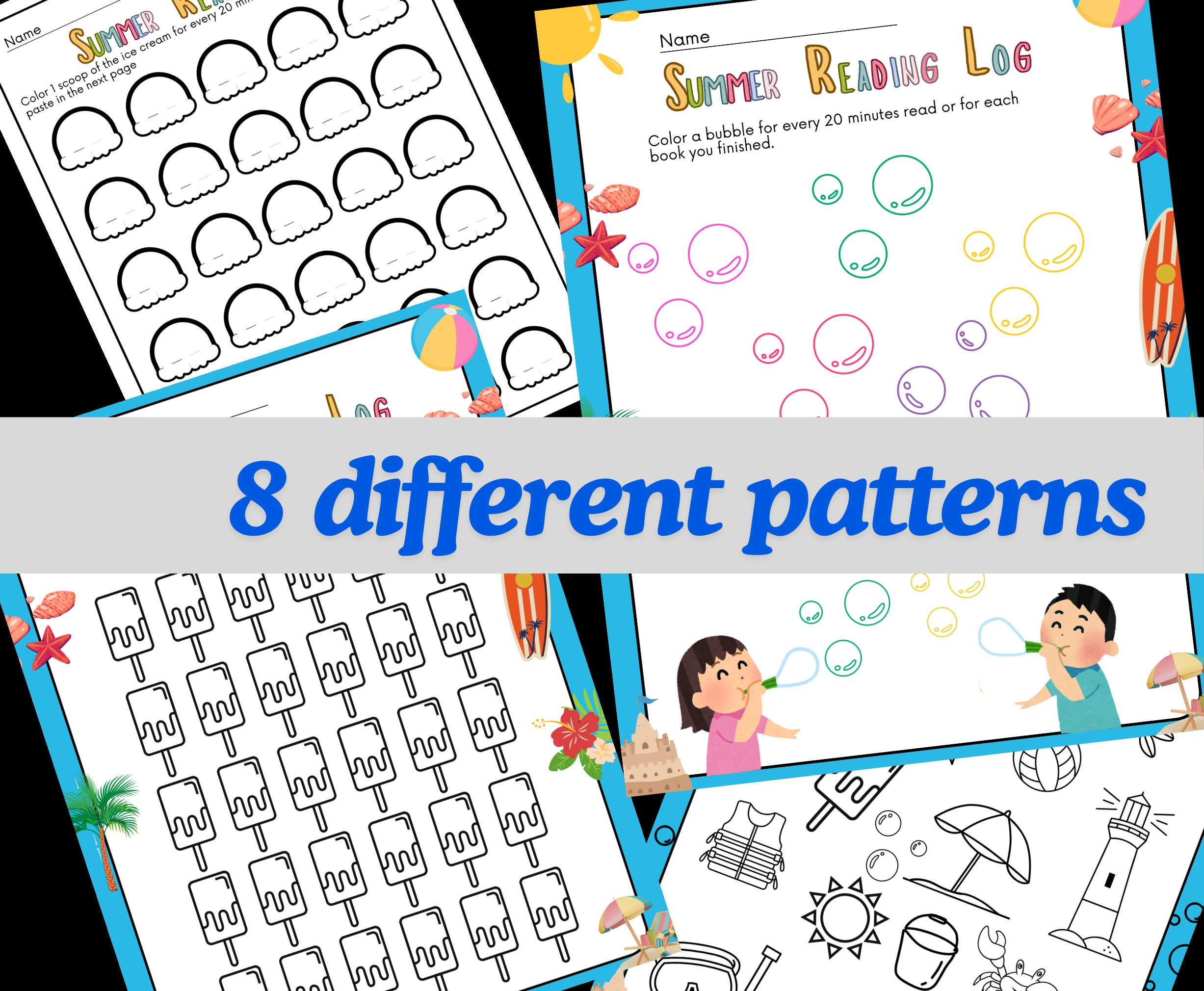 Summer Reading Logs Pdf Digital Instant Download, Kids Reading Logs Us ...