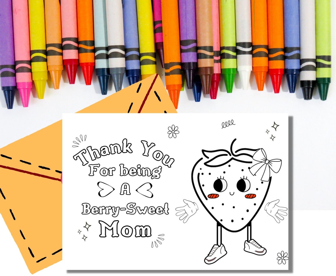 Printable Mother's Day Coloring Greeting Card, Instant Download 7x5 ...