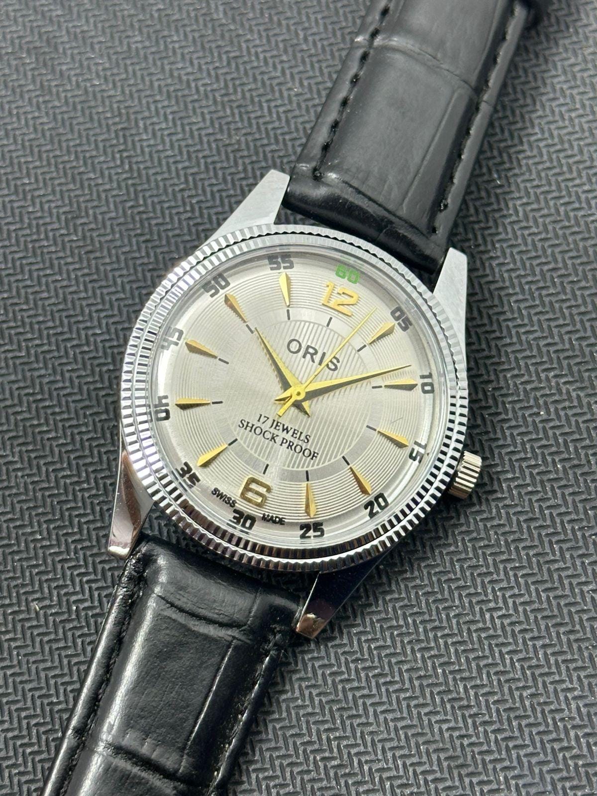 Rare Vintage ORIS Silver Dial Hand Winding FHF Movement ST-96 Swiss ...