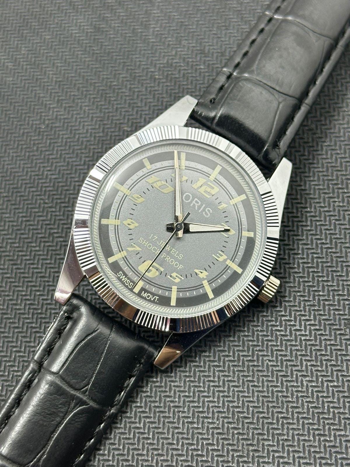 Rare Vintage ORIS Silver Dial Hand Winding FHF Movement ST-96 Swiss ...