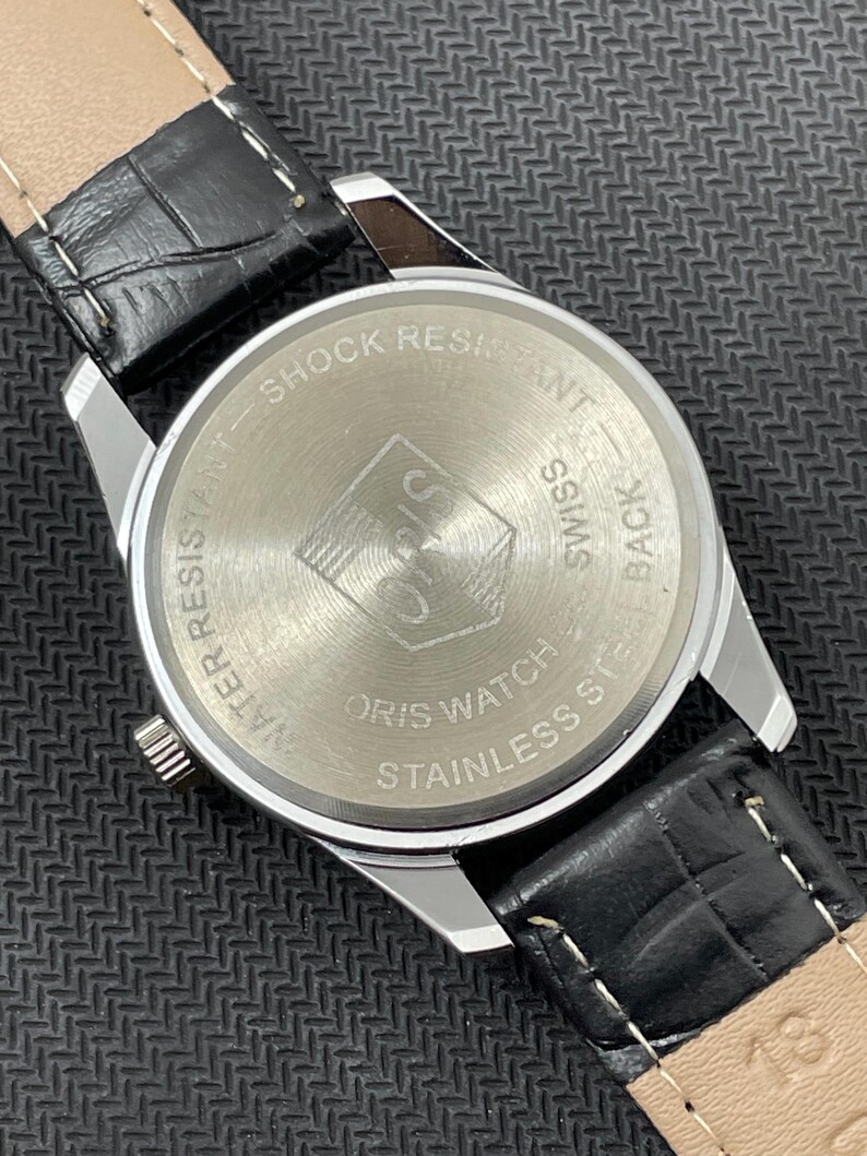 Rare Vintage Oris Black Dial Hand Winding FHF Movement ST-96 Swiss Mens ...