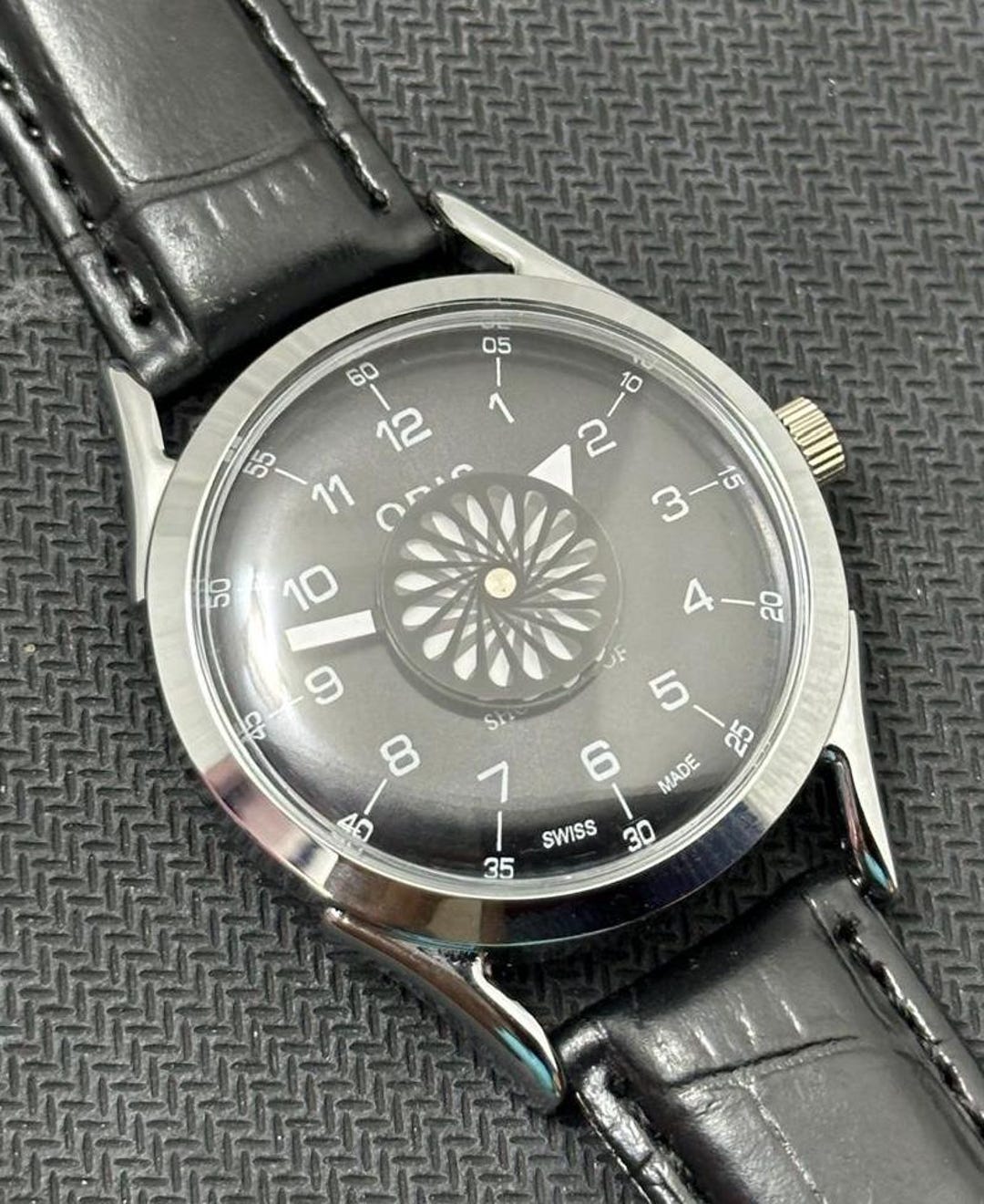 Vintage Oris Hand-winding Swiss Watch: Black Flower Dial, FHF Movement ...