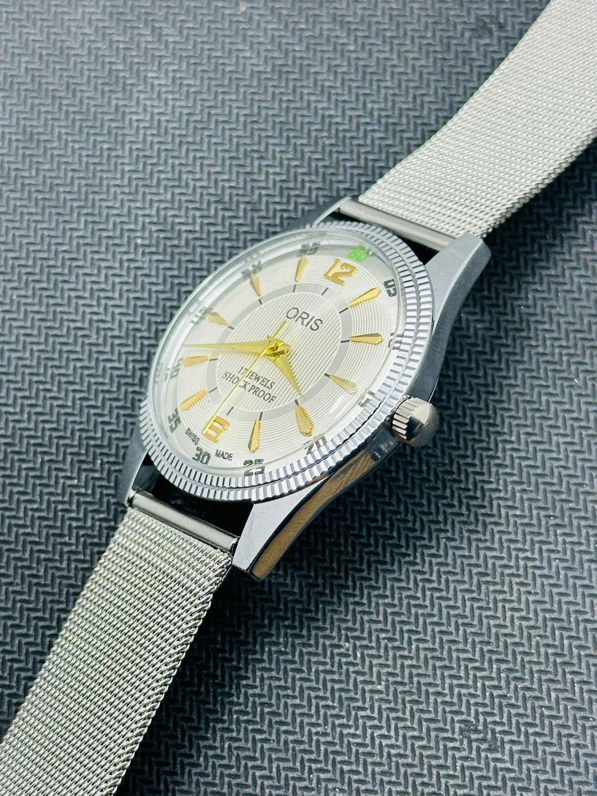 Rare Vintage ORIS Silver Dial Hand Winding FHF Movement ST-96 Swiss ...