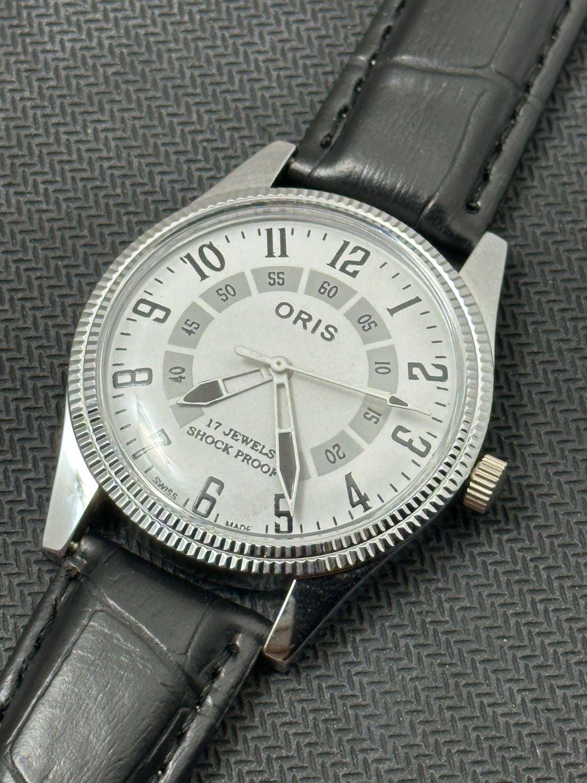 Rare Vintage ORIS White Dial Hand Winding FHF Movement ST-96 Swiss Mens ...