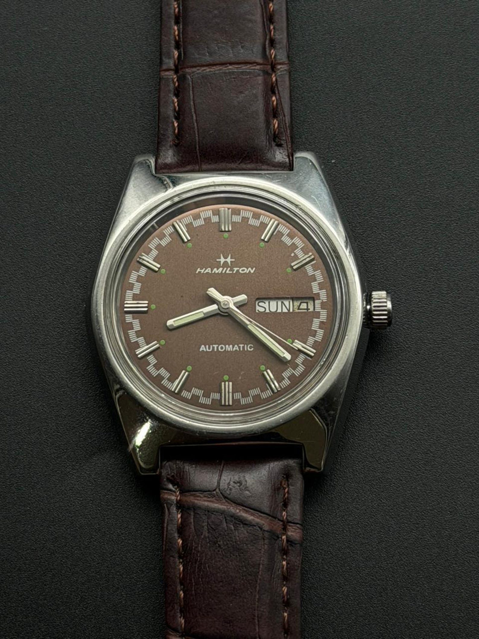 Hamilton Automatic. Day/date Dial Color Brown Man's Watch Movement Eta ...