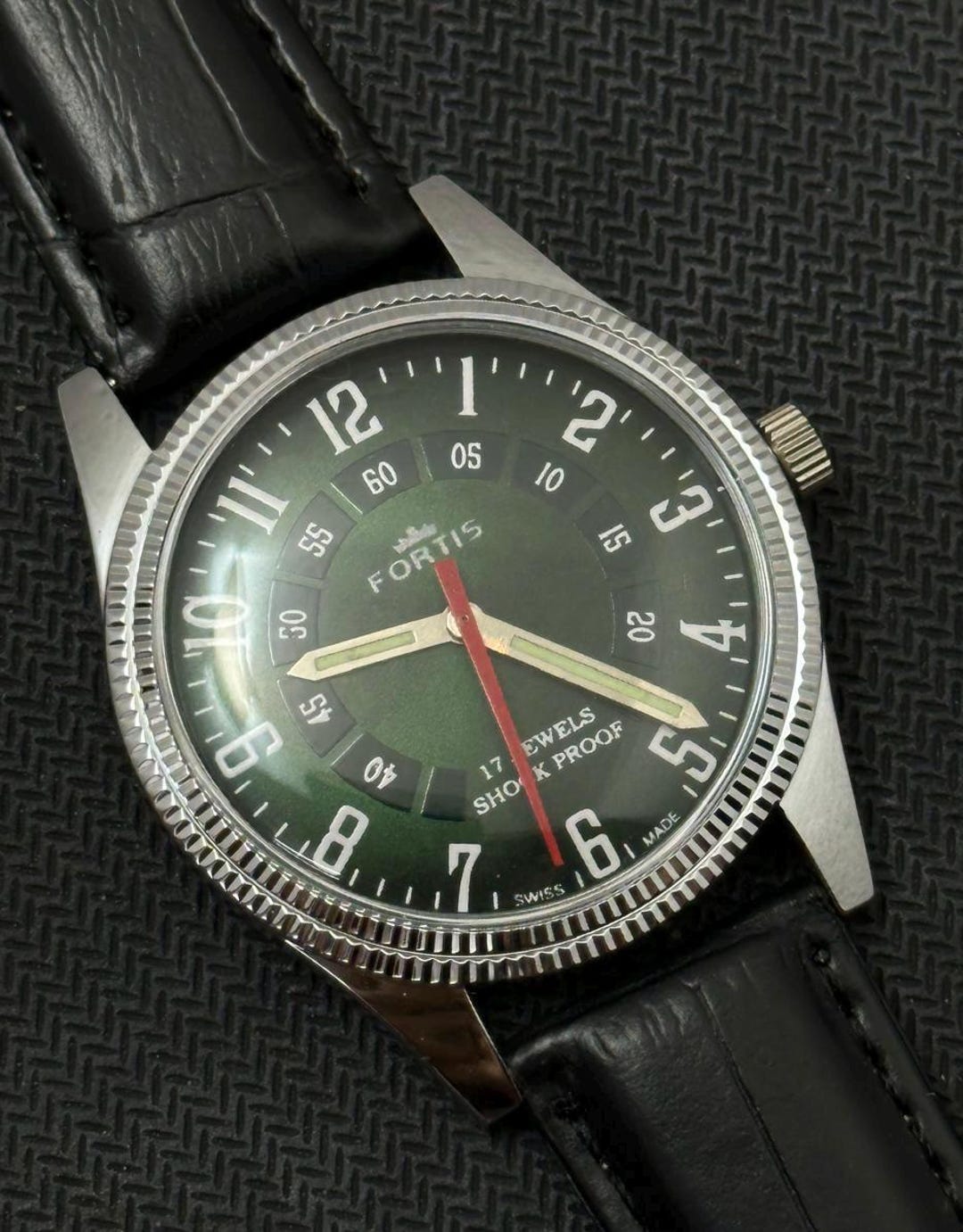 Rare Vintage Fortis Light Green Dial Hand Winding FHF Movement ST-96 ...