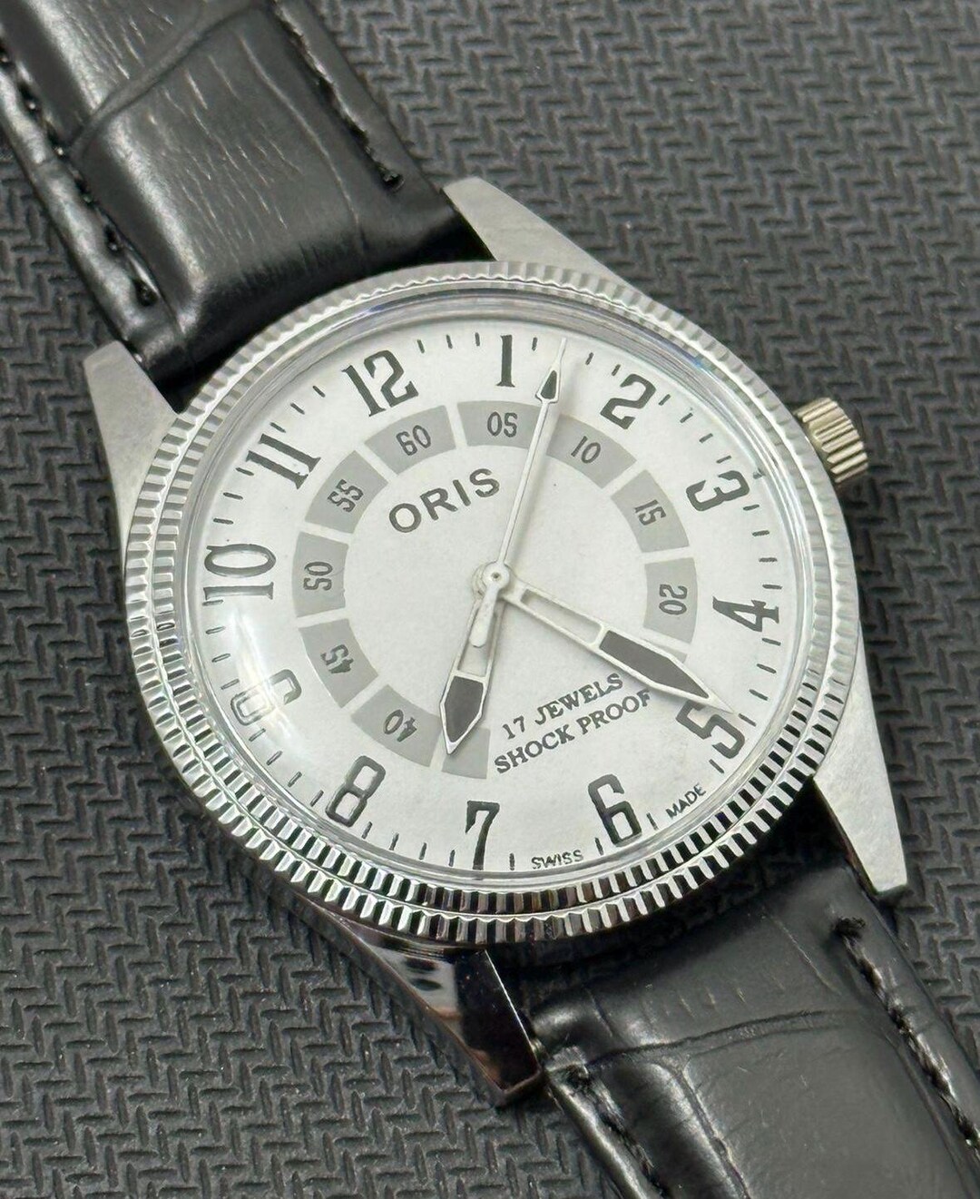 Rare Vintage Oris White Dial Hand Winding FHF Movement ST-96 Swiss Mens ...