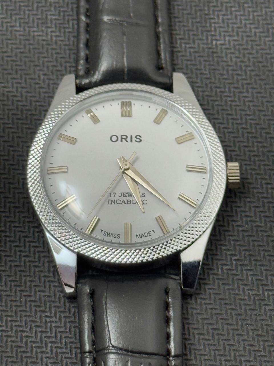 Rare Vintage Oris White Dial Hand Winding FHF Movement ST-96 Swiss Mens ...