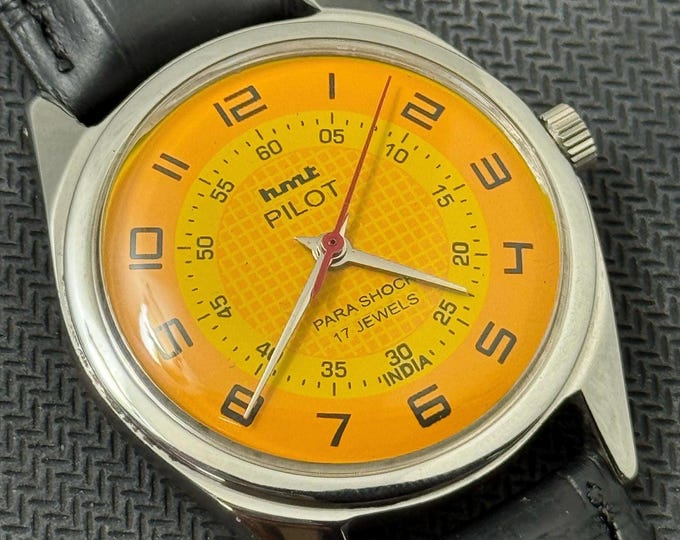 Vintage HMT Pilot Mechanical Handwinding Sun Yellow Dial 17jewels Mens ...