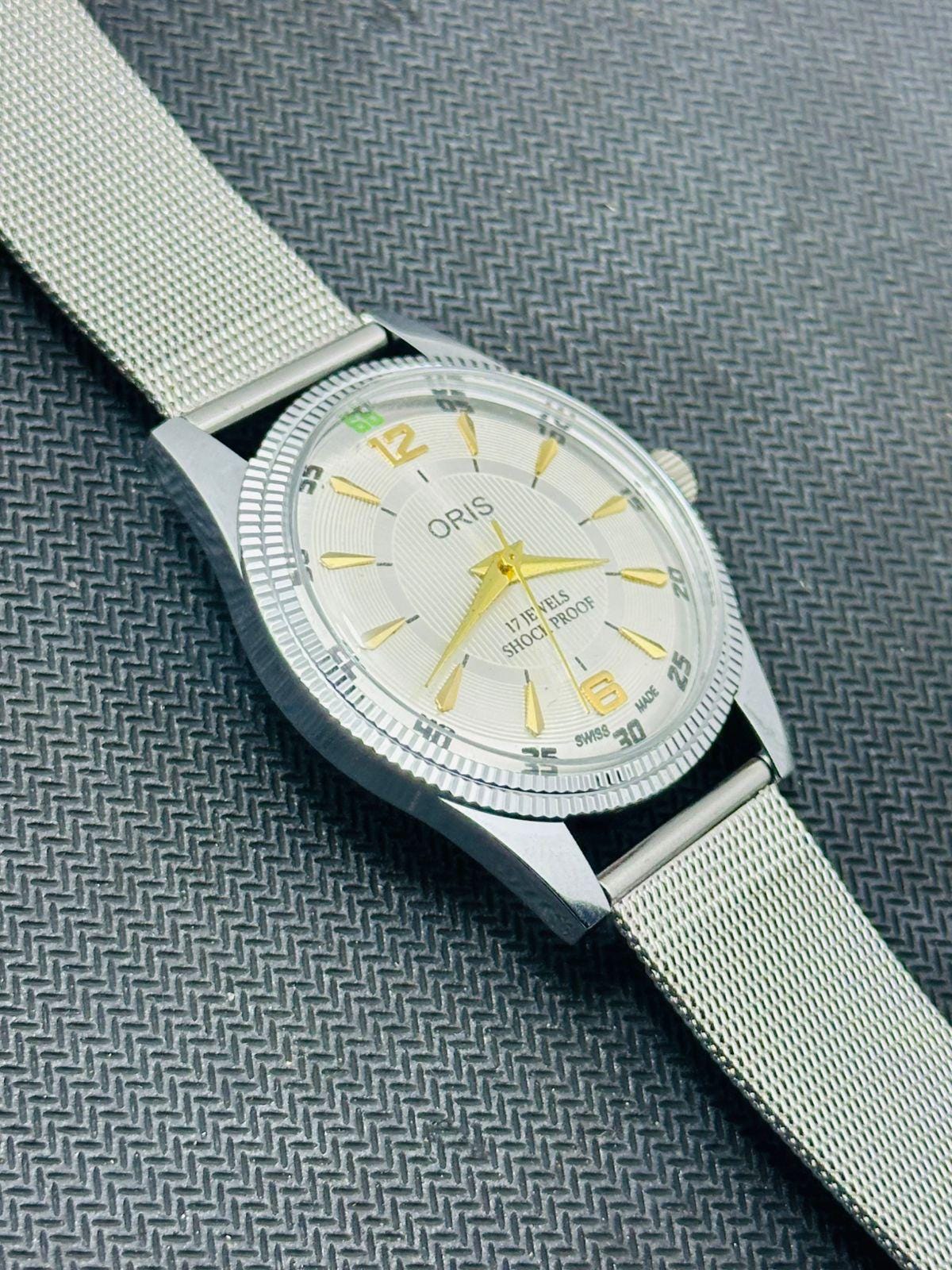 Rare Vintage ORIS Silver Dial Hand Winding FHF Movement ST-96 Swiss ...