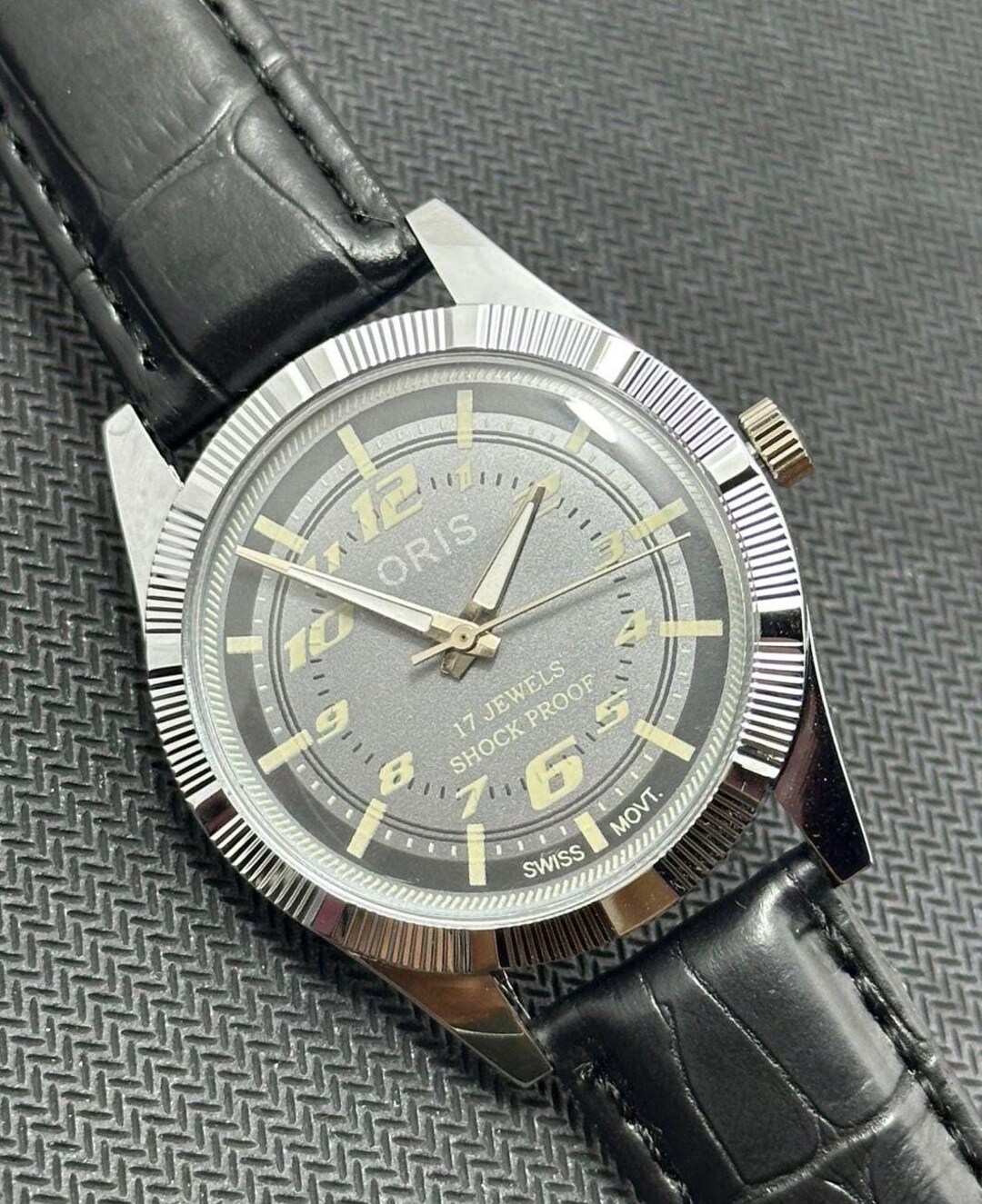 Rare Vintage ORIS Silver Dial Hand Winding FHF Movement ST-96 Swiss ...
