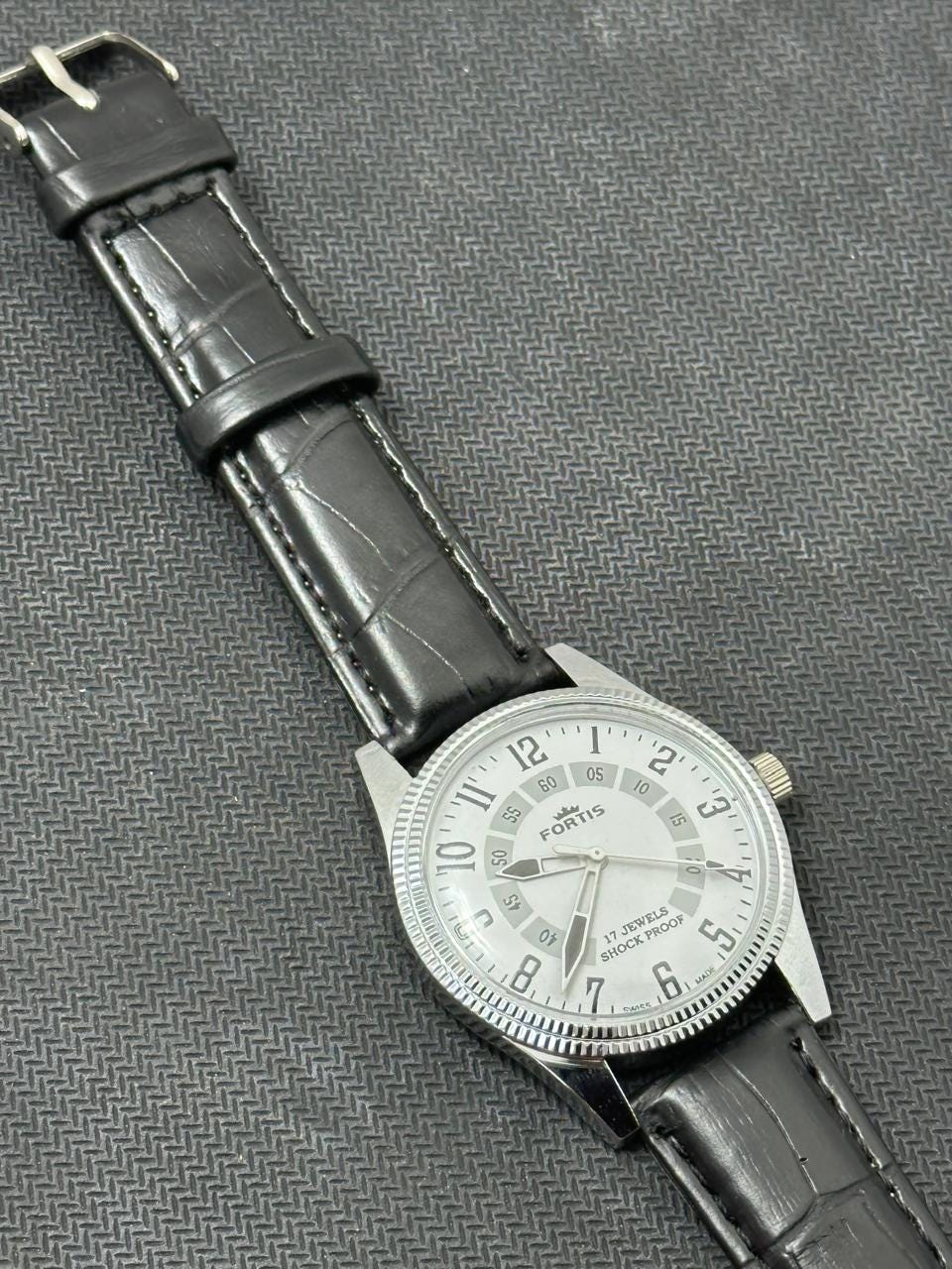 Rare Vintage Fortis White Dial Hand Winding FHF Movement ST-96 Swiss ...