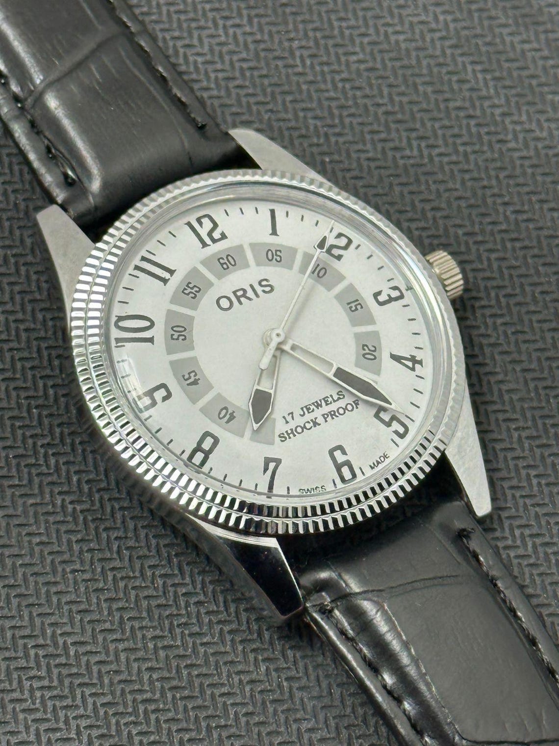 Rare Vintage ORIS White Dial Hand Winding FHF Movement ST-96 Swiss Mens ...