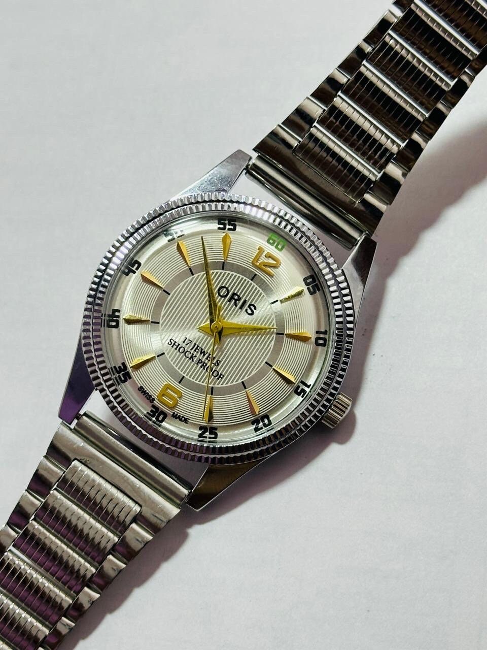 Rare Vintage ORIS Silver Dial Hand Winding FHF Movement ST-96 Swiss ...