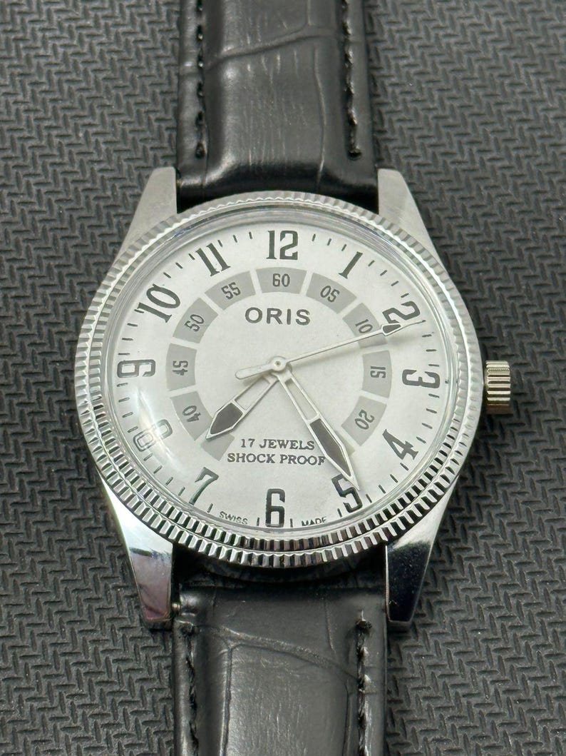 Rare Vintage Oris White Dial Hand Winding FHF Movement ST-96 Swiss Mens ...