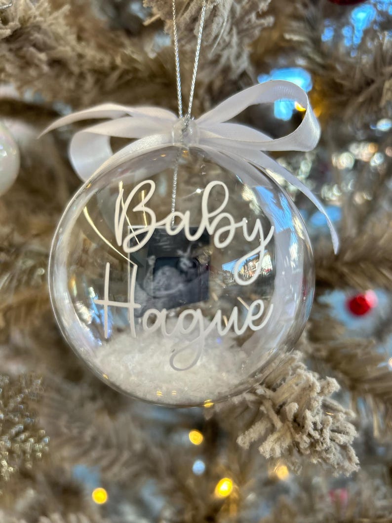 Personalised Pregnancy Scan Photo Bauble, Christmas Tree Decorations ...