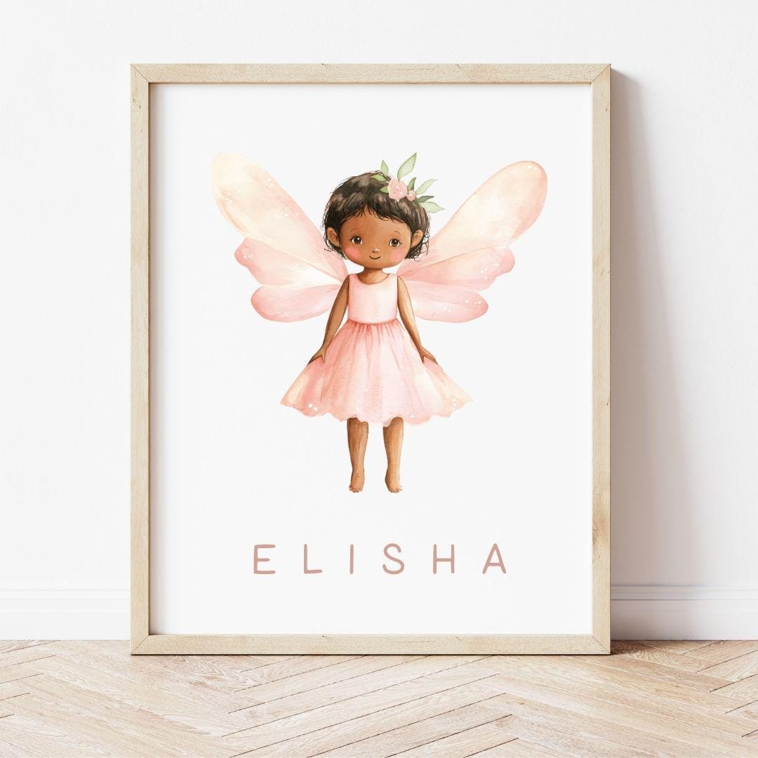 Personalized Fairy Girl Nursery Print | Pastel Playroom Decor (digital ...