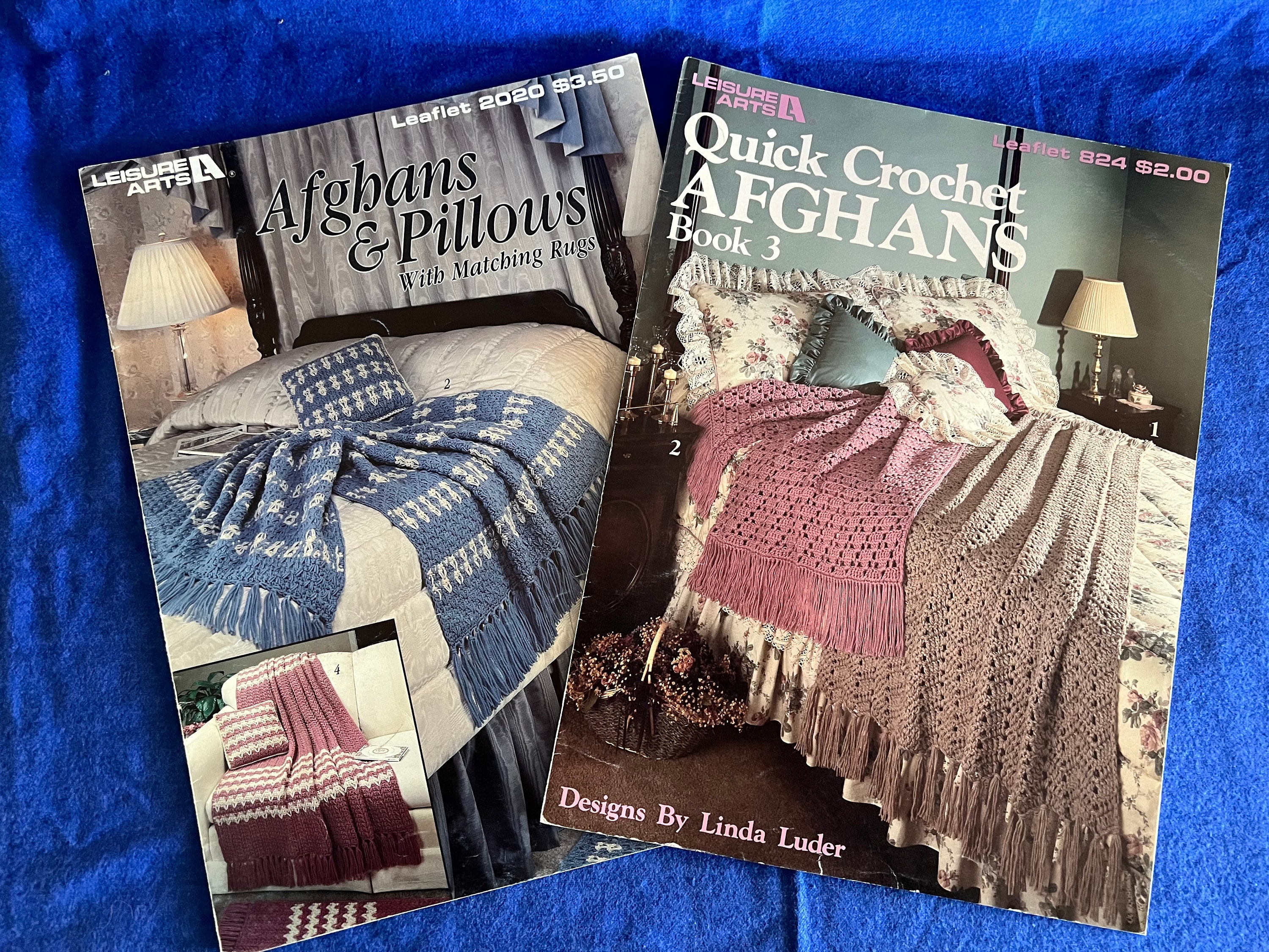 Leisure Arts Afghan Crochet Pattern Leaflets Lot of 2 - Etsy