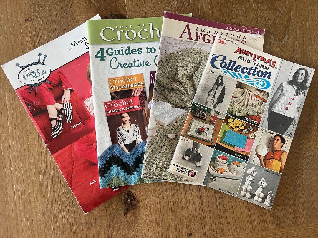 Lot of 4 Crochet Booklets Mixed Patterns Afghans Slippers Scarves - Etsy