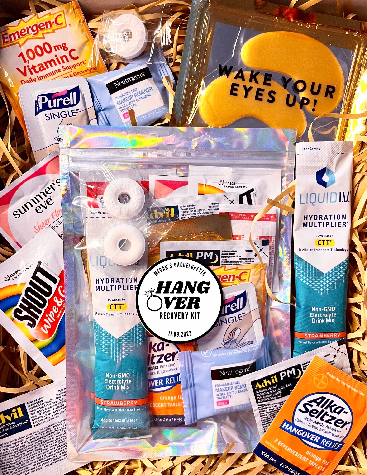 Hangover Kit Fully Assembled Clear Holographic Bag Bachelorette Party ...