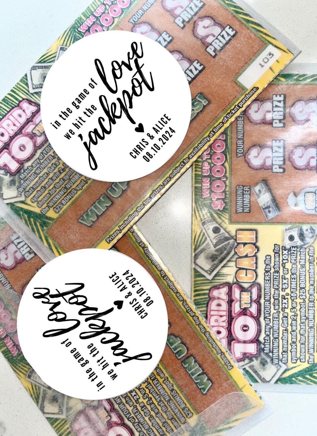 Wedding Lotto Ticket Favors We Hit the Jackpot Lotto Favor Stickers ...