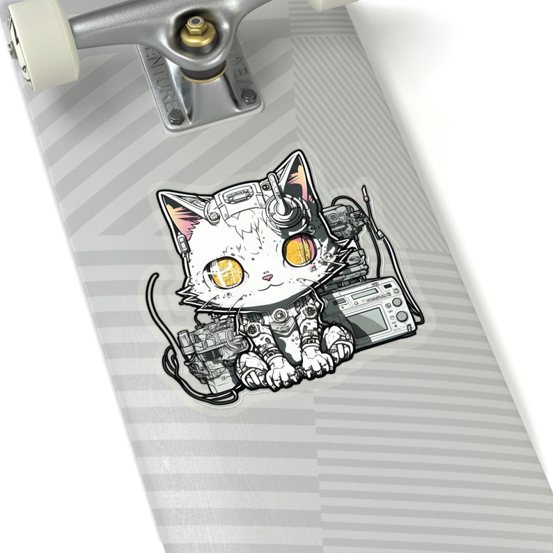 Cyberpunk Cute Cat Hacker Robot Mods Futuristic Sticker Decal Variation ...
