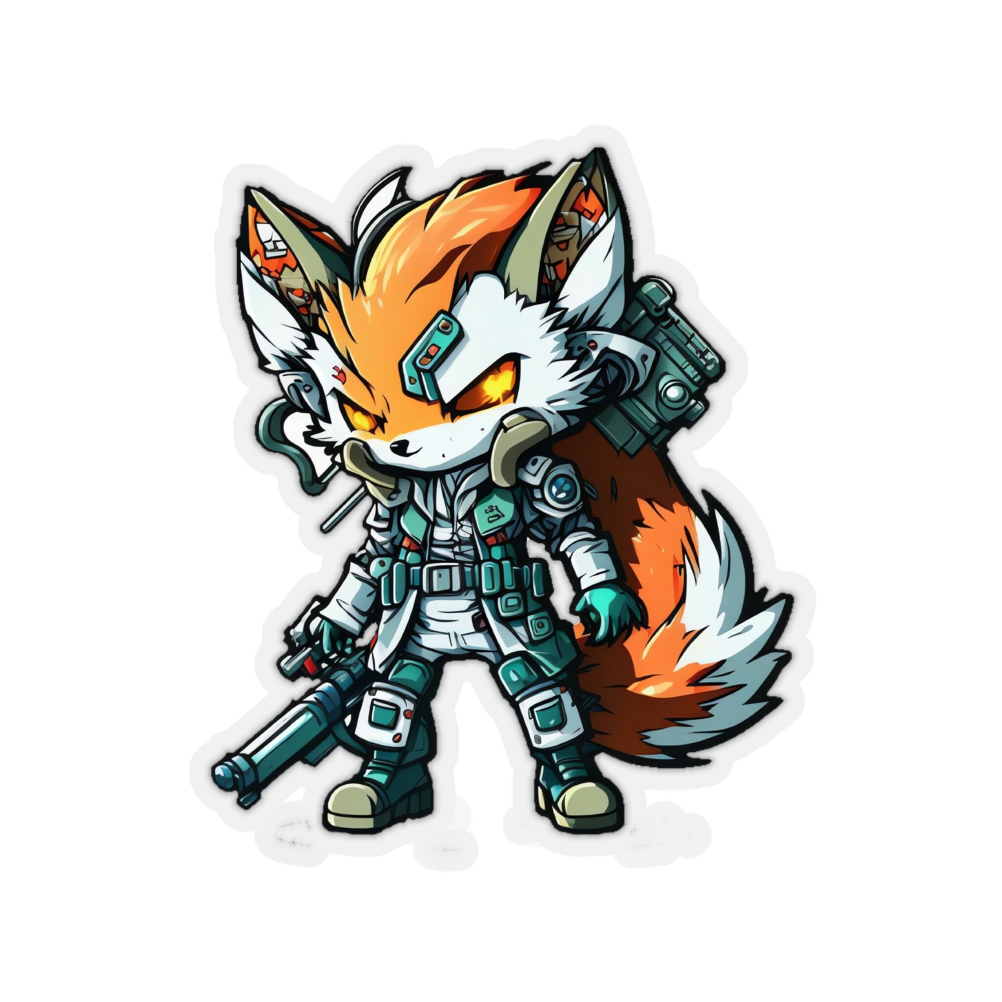 Cyberpunk Fox Sticker Assault Futuristic Soldier Edgy Colorful - Etsy