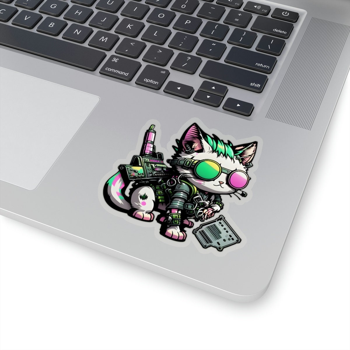 Futuristic Cyberpunk Cat Sticker Digital Decals for Laptops, Phones ...