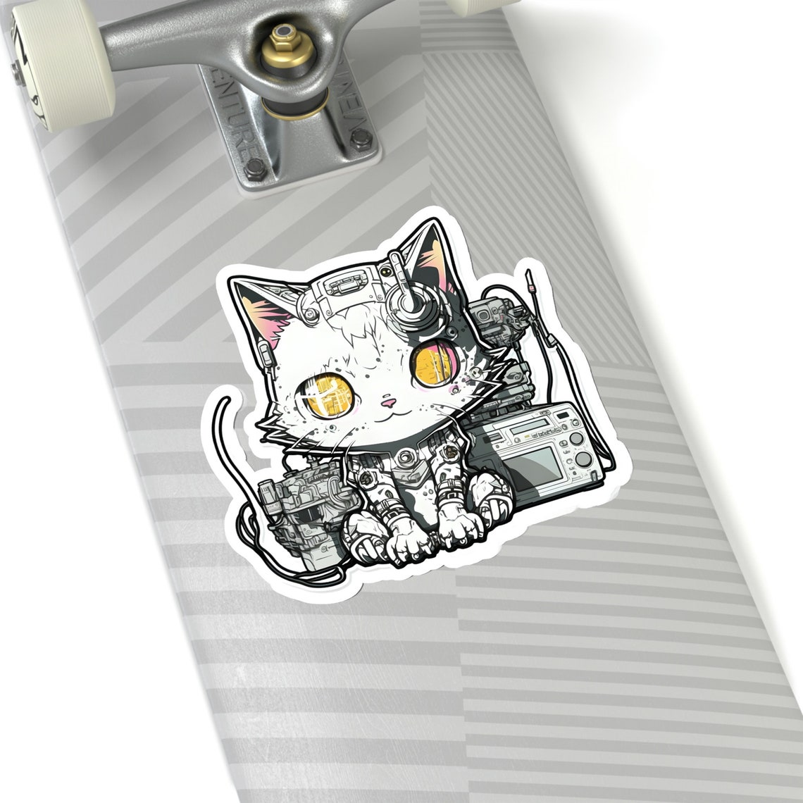 Cyberpunk Cute Cat Hacker Robot Mods Futuristic Sticker Decal Variation ...