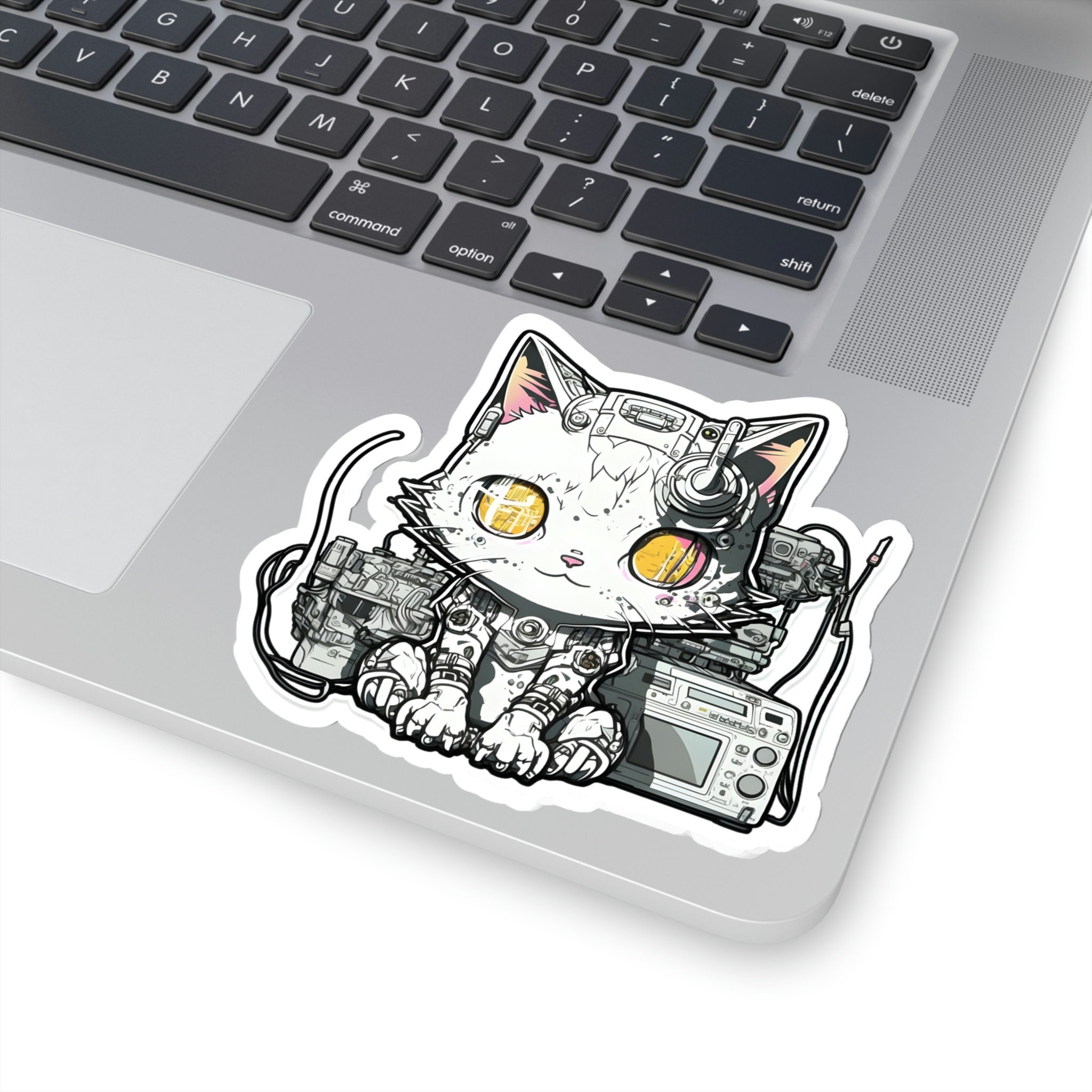 Cyberpunk Cute Cat Hacker Robot Mods Futuristic Sticker Decal Variation ...