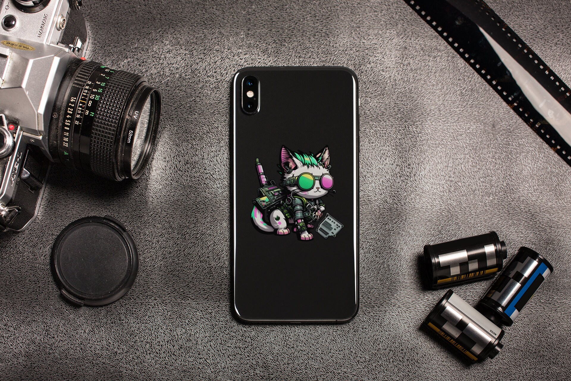 Futuristic Cyberpunk Cat Sticker Digital Decals for Laptops, Phones ...