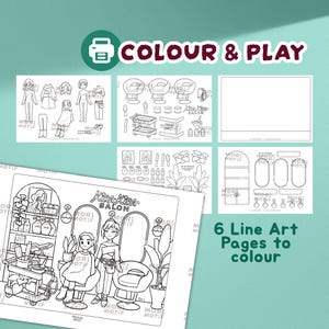 Sparkling Salon Digital Coloring Book & Roleplay, Printable Coloring ...